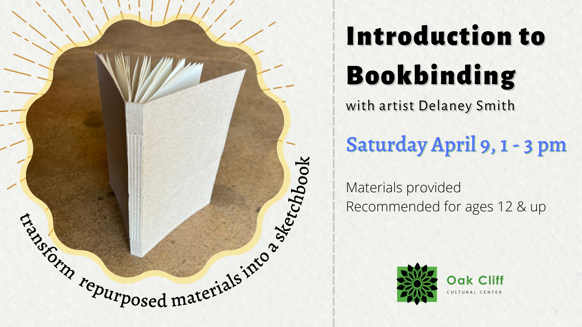 APR 09 | Intro to Bookbinding – Oak Cliff Cultural Center