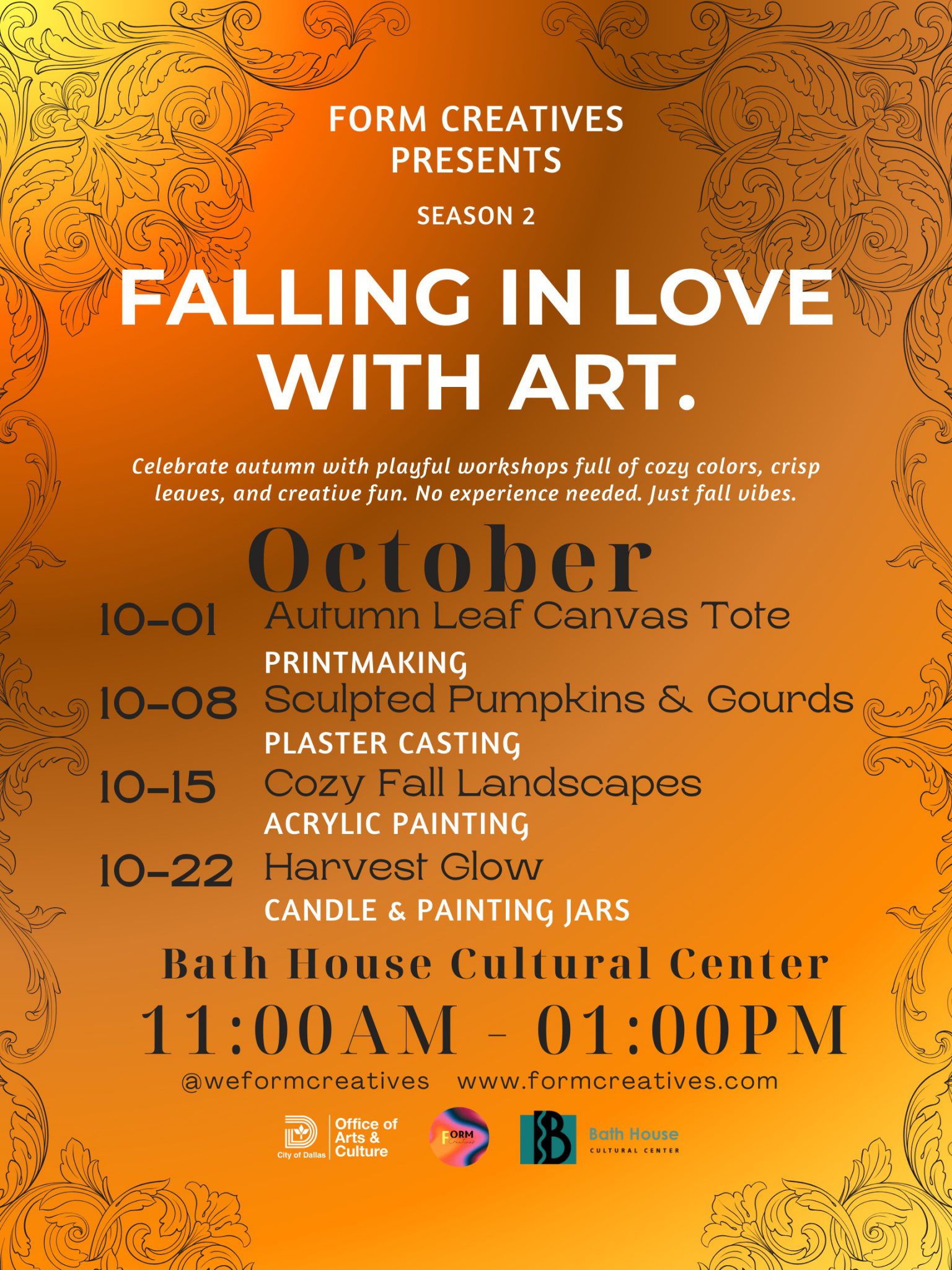 Fall Vibes Workshops with Form Creatives – Bath House Cultural Center